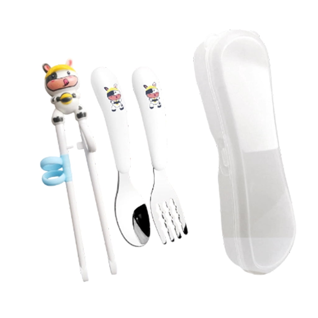 AOOOWER Kids Training Chopsticks Set With Storage Box Fun Animal Print ...