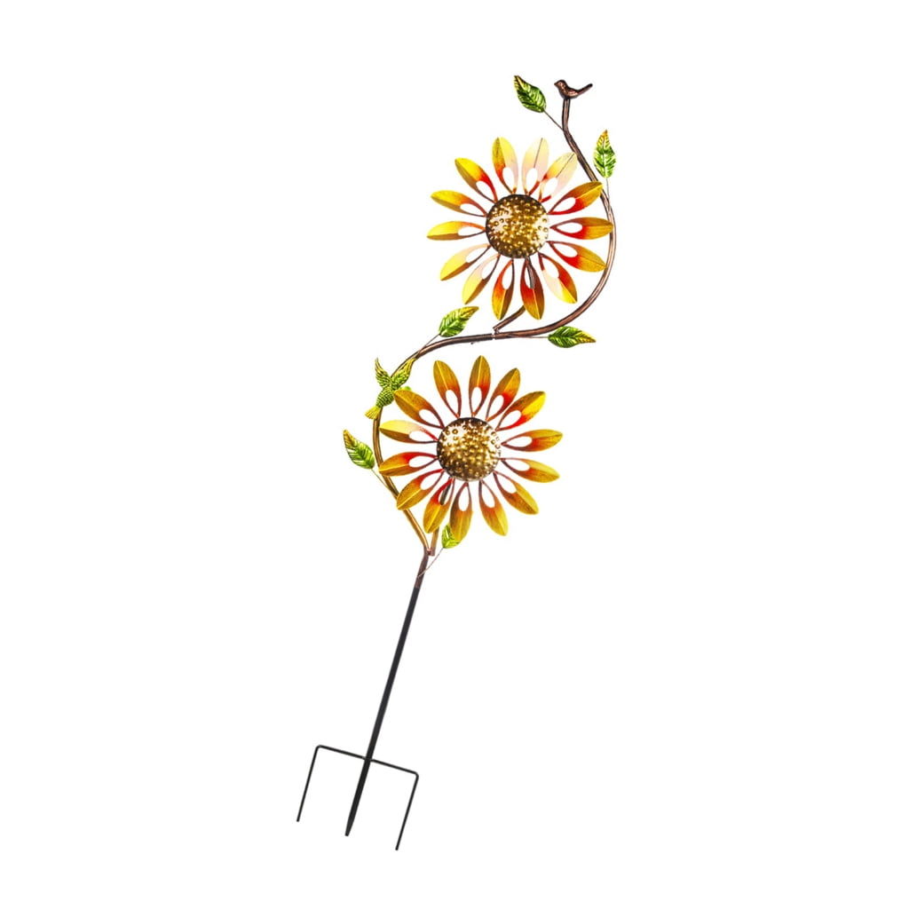 AOOOWER Large Iron Sunflowers Windmills Garden Stakes For Outdoor Yard ...