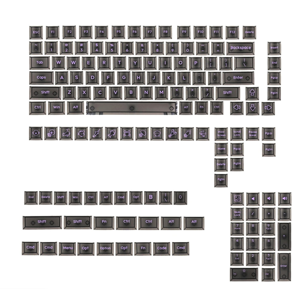 AOOOWER Mechanical Keyboard Keycap Set 152PCS Black See Through Keycaps ...