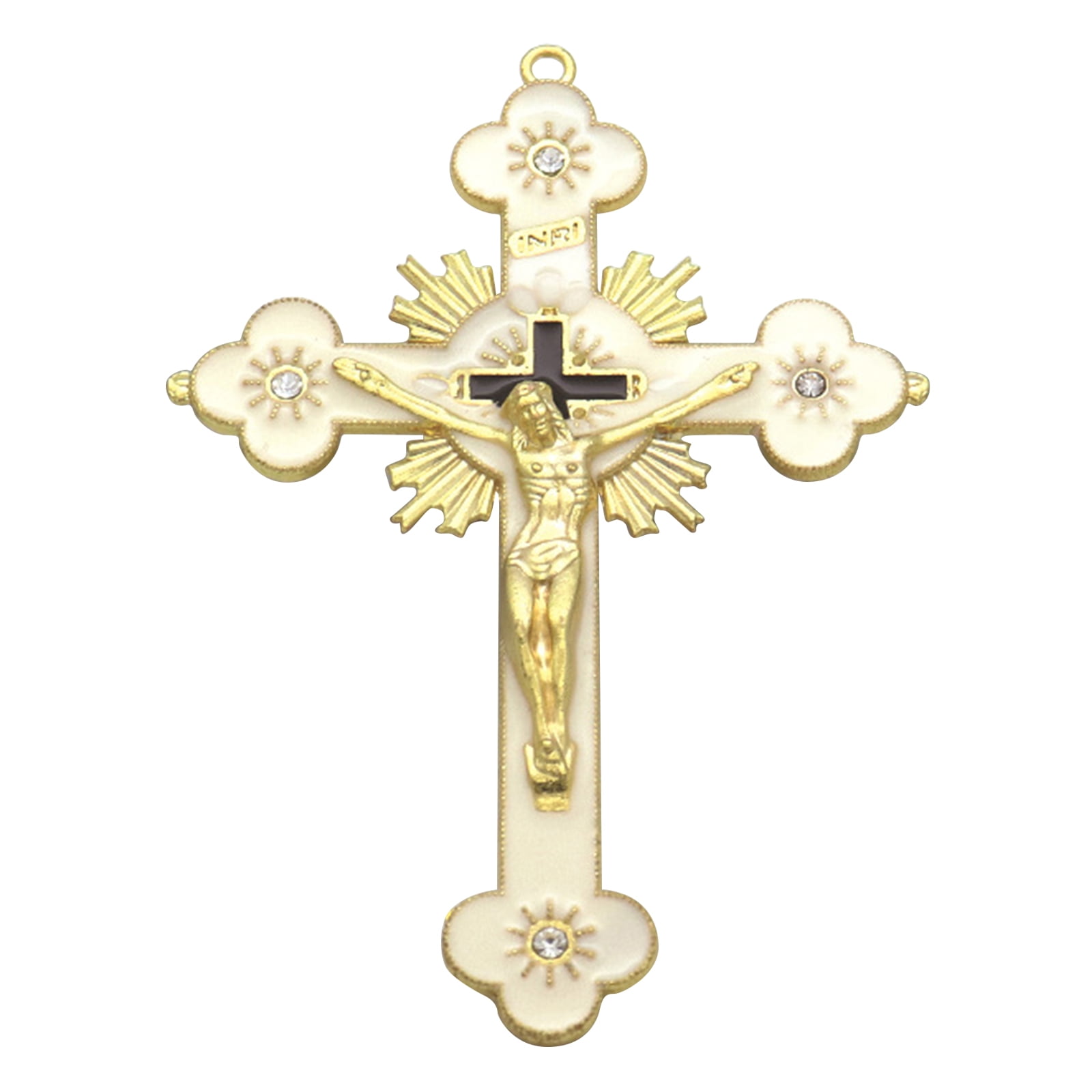 AOOOWER Metal Enamel Crystal Flower Crucifix for Cross Spiritual ...