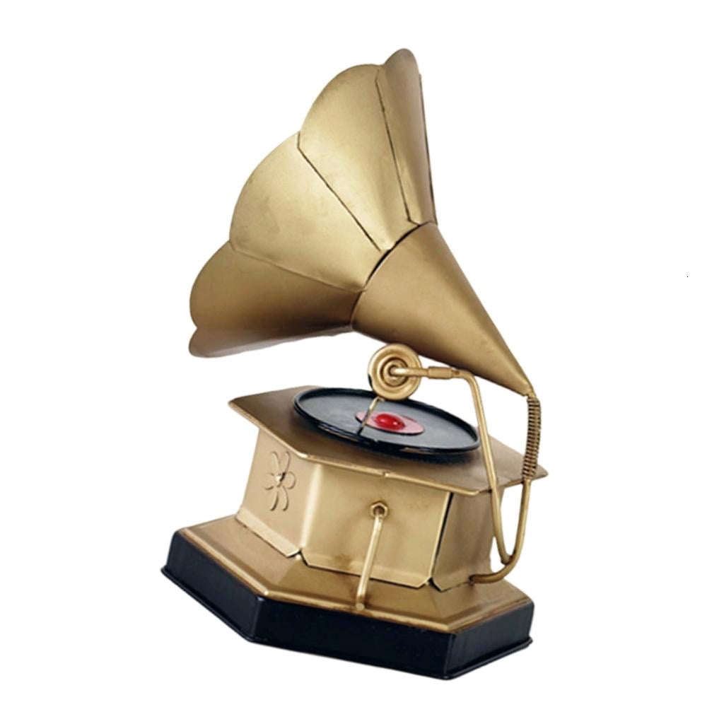 AOOOWER Metal Gramophone Replicas Elegant Bookshelves Accent Vintage ...