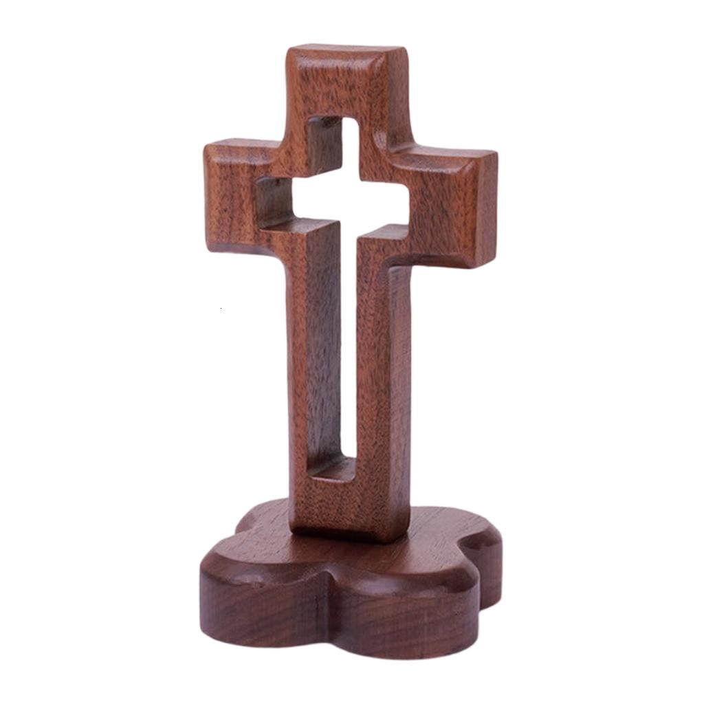AOOOWER Minimalists Catholic Wood Hollow Standing Crosses Ornament with ...