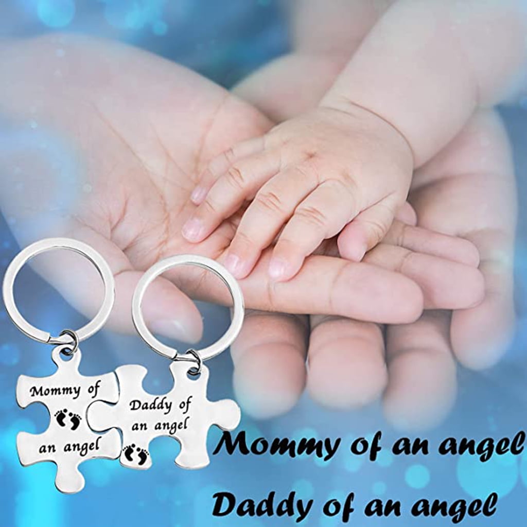 AOOOWER Mommy Daddy of an Angel Keyring Set Miscarriage Keepsake Baby ...