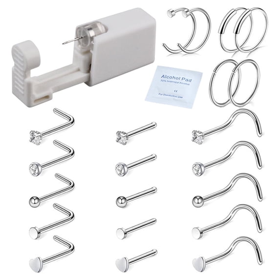 AOOOWER Nose Piercing Nailer Kit Disposable Safe Sterile Piercing Unit ...