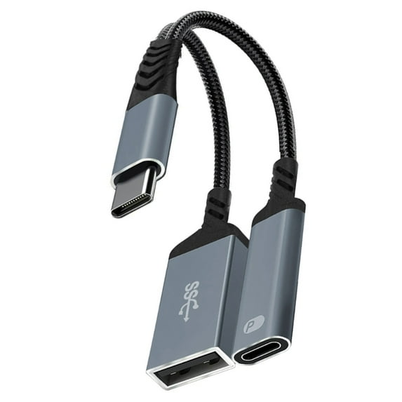 AOOOWER PD60W Fast Charge USB C OTG Hub USB A 2.0 Port Braided Cable ...