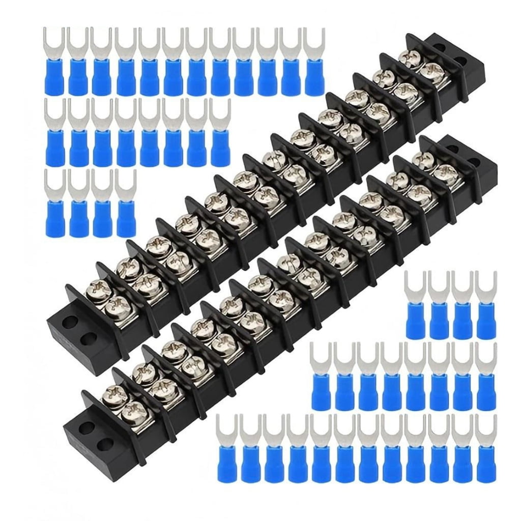 AOOOWER Pack Of 2 Double Row Screw Terminal Blocks For Electrical ...