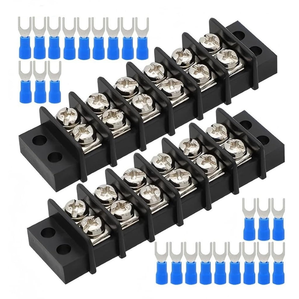 AOOOWER Pack Of 2 Double Row Screw Terminal Blocks For Electrical ...