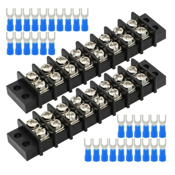 AOOOWER Pack Of 2 Double Row Screw Terminal Blocks For Electrical ...