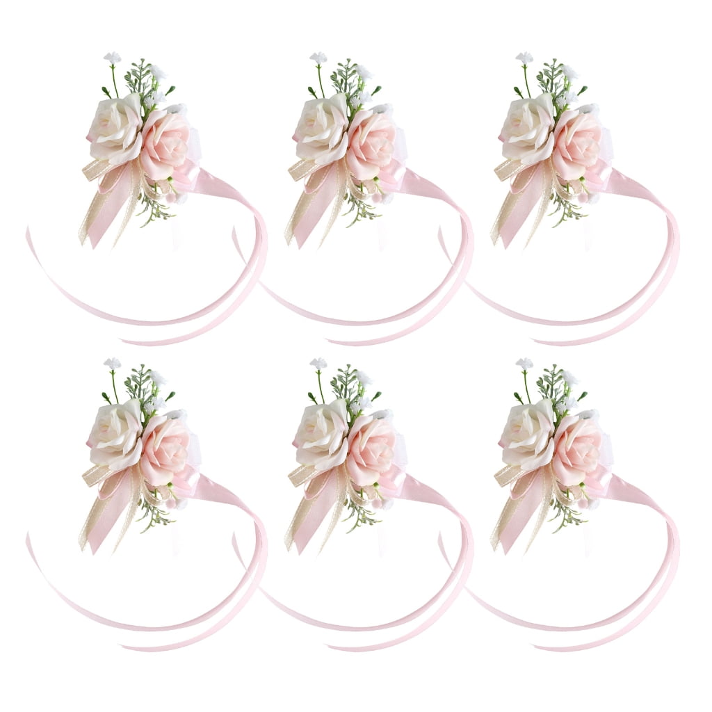 AOOOWER Pack of 6 Wrist Corsages Elegant Flower Accessories Wedding ...
