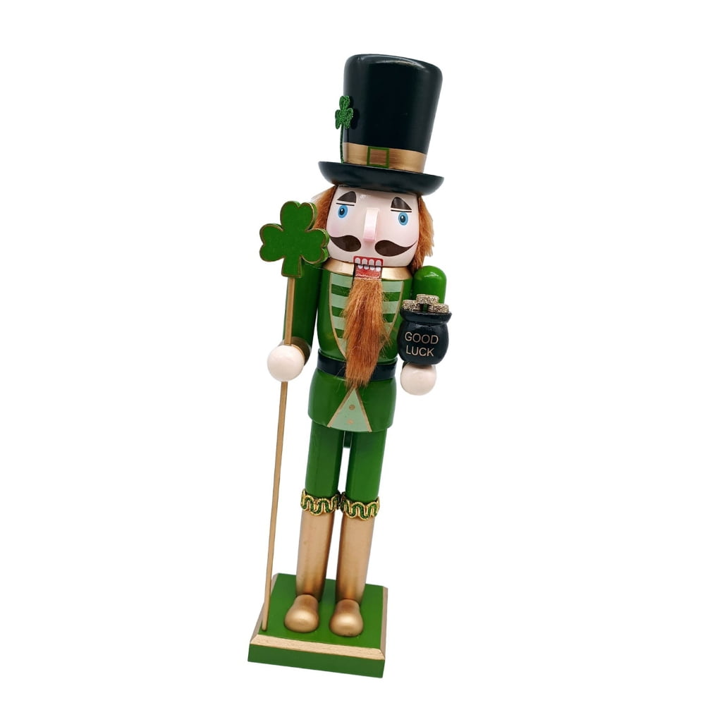 AOOOWER Patricks Day Wood Irish Nutcrackers with Green Uniform 38cm ...