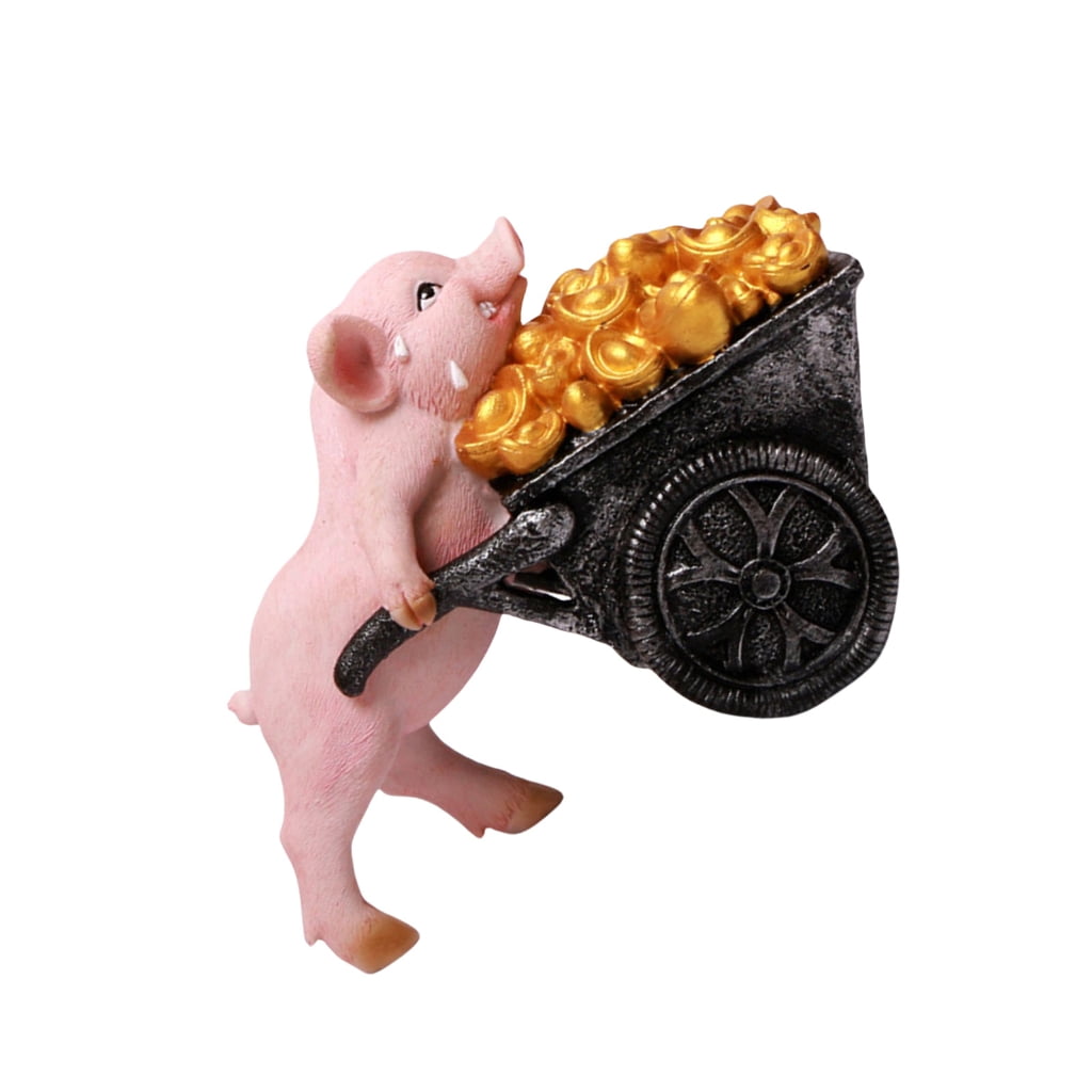 AOOOWER Piggy Statue Fortune Mining Pig Figurine Ornament for Home and ...
