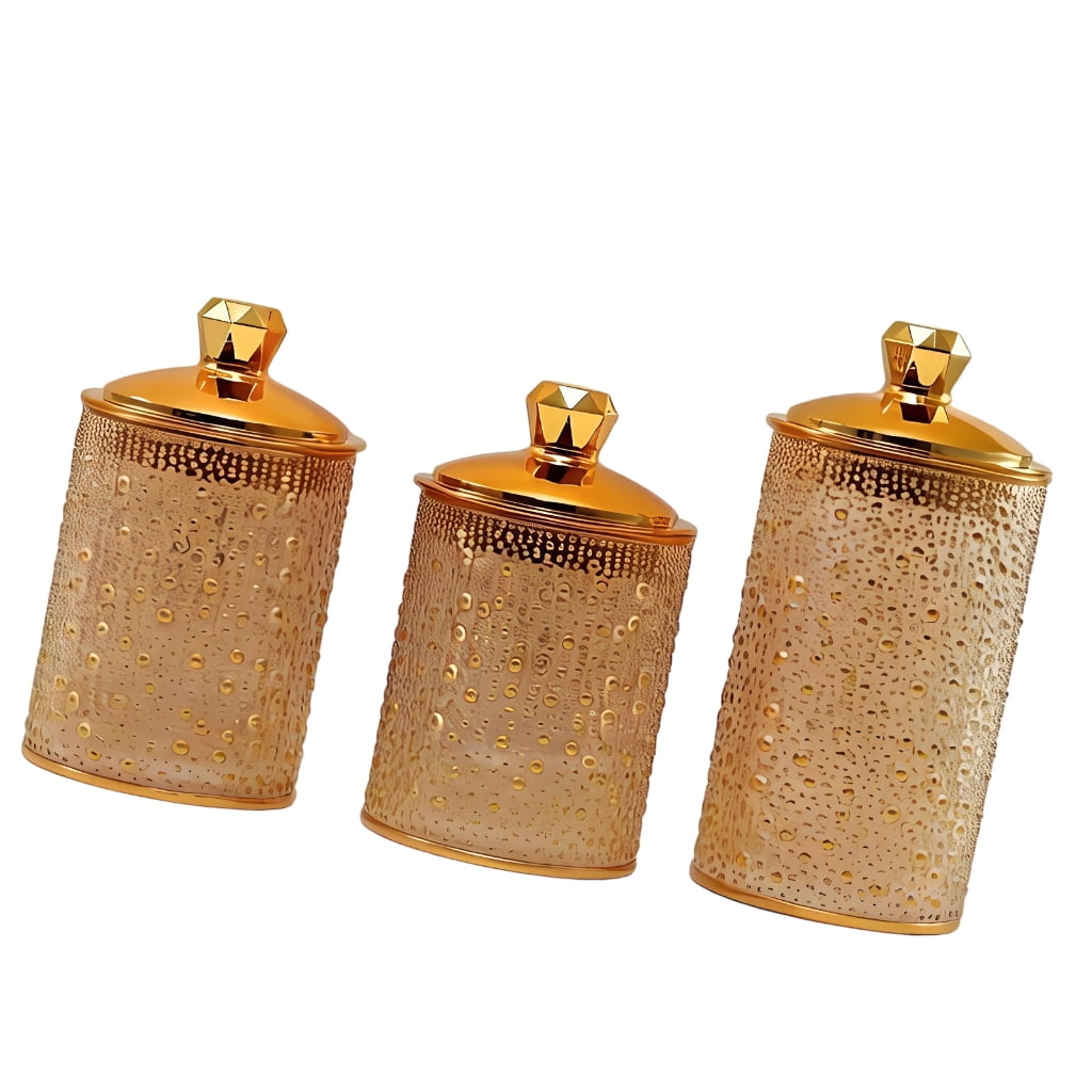 AOOOWER Plastic Food Canisters With Gold Trim Sealed Jar Collection for ...