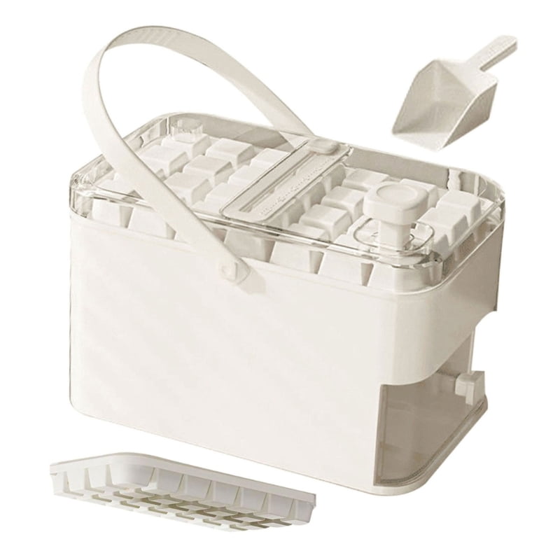 AOOOWER Plastic Ice Maker Mold Press Type Ice Box with Lid and Bin Easy ...