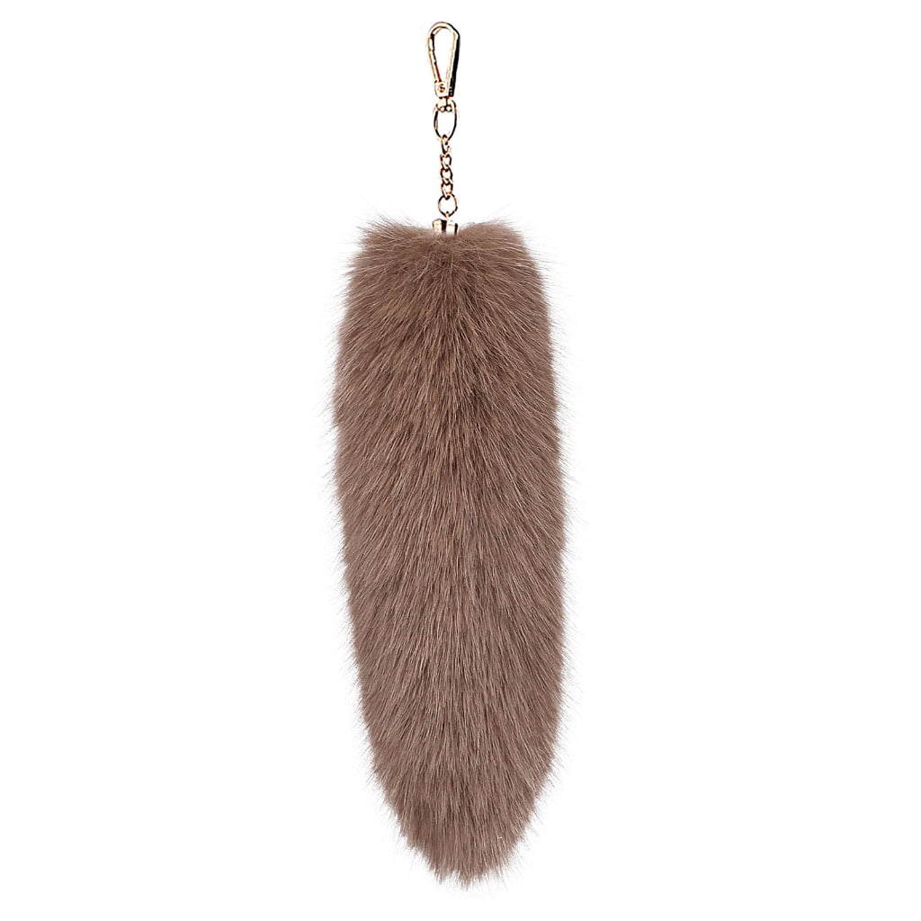 AOOOWER Practical Foxes Tail Keychain Sturdy Plush Keyring Charm ...