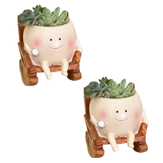 AOOOWER Resin Fleshy Plant Pot Rocking Chair Planter Plant Flowerpot ...