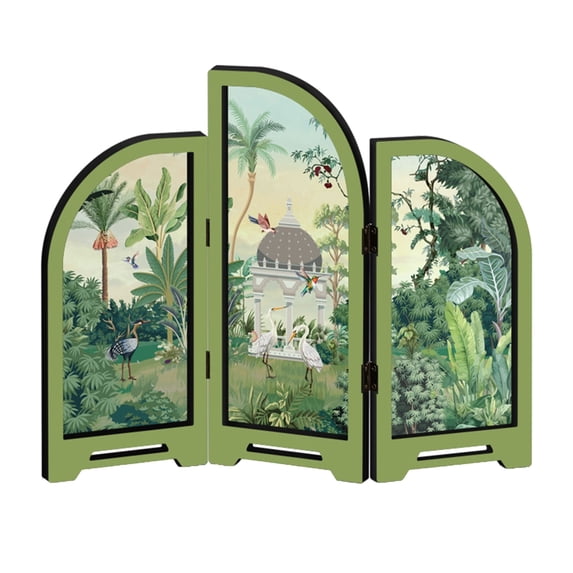 AOOOWER Retro Mini Folding Screen 3 Panel Divider Miniature Desktop ...