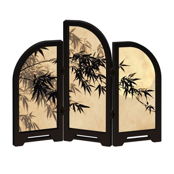 AOOOWER Retro Mini Folding Screen 3 Panel Divider Miniature Desktop ...