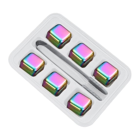 AOOOWER Reusable Drink Chiller Set Of 4/6/8 Ice Cubes And Metal Tongs ...