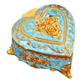 AOOOWER Romance Heart Shape Metal Jewelry Storage Box With Floral ...