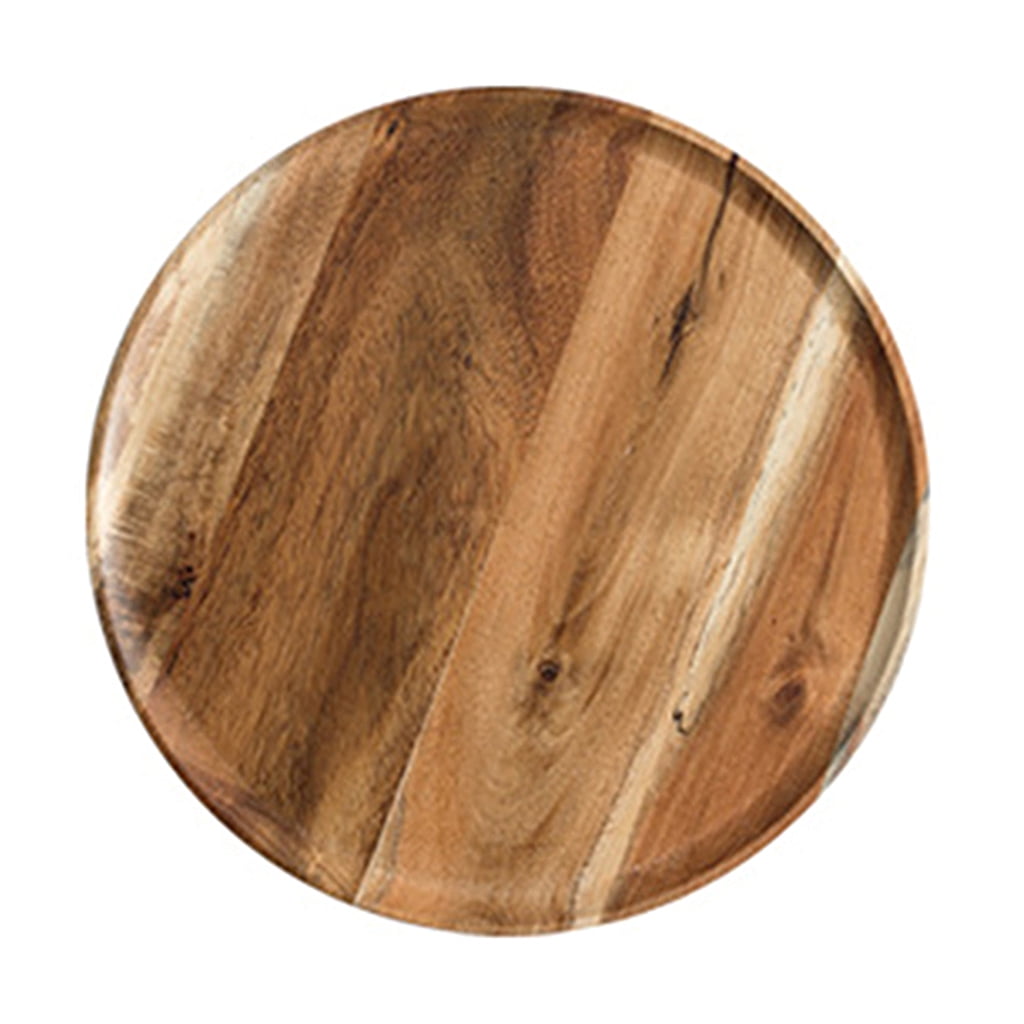 AOOOWER Rustic Wooden Serving Tray Round Wood Butler Decorative Tray ...