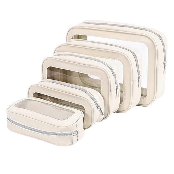 AOOOWER Set Of 5 Travel Friendly Makeup Brush Holding Bags With Clear ...