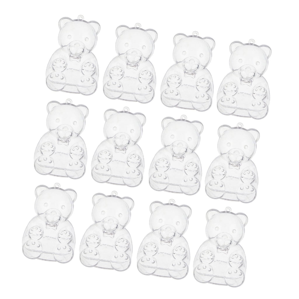 AOOOWER Set of 12 Bear Shaped Sweets Containers Clear Plastic Candy ...