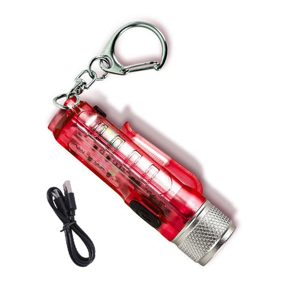 AOOOWER Small USB Rechargeable Keychain Flashlight Transparent LED ...