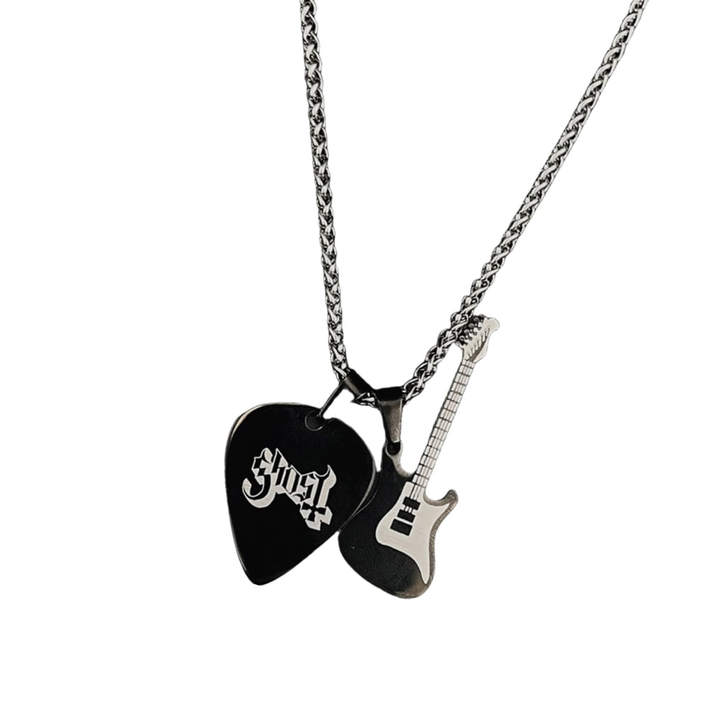 AOOOWER Stylish Guitar Pick Pendant Necklace Craft of Sturdy Stainless ...