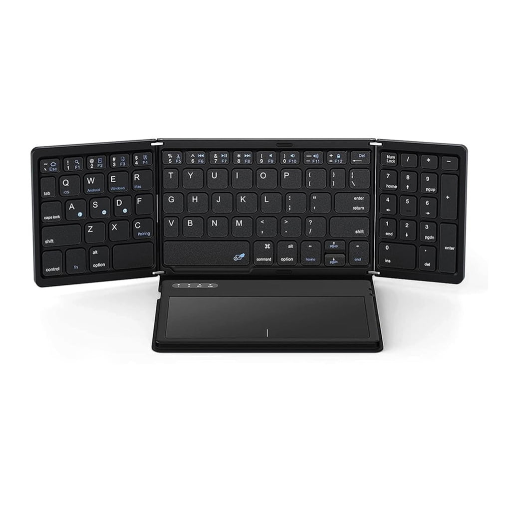 AOOOWER Thin Folding Keyboard BT3.0 with Enhanced Touchpad And Numeric ...