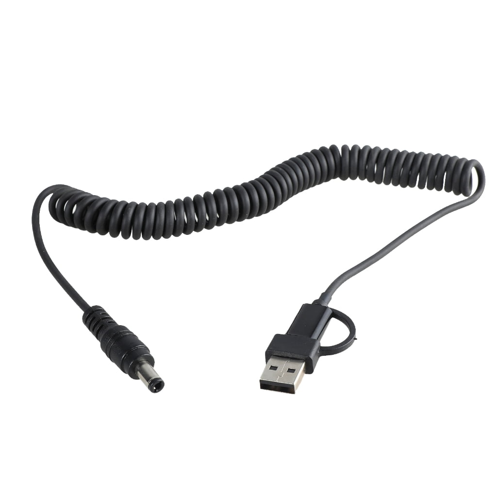 AOOOWER USB C to 5.5x2.5mm Power Cable Line Male to Male Spring Coiled ...