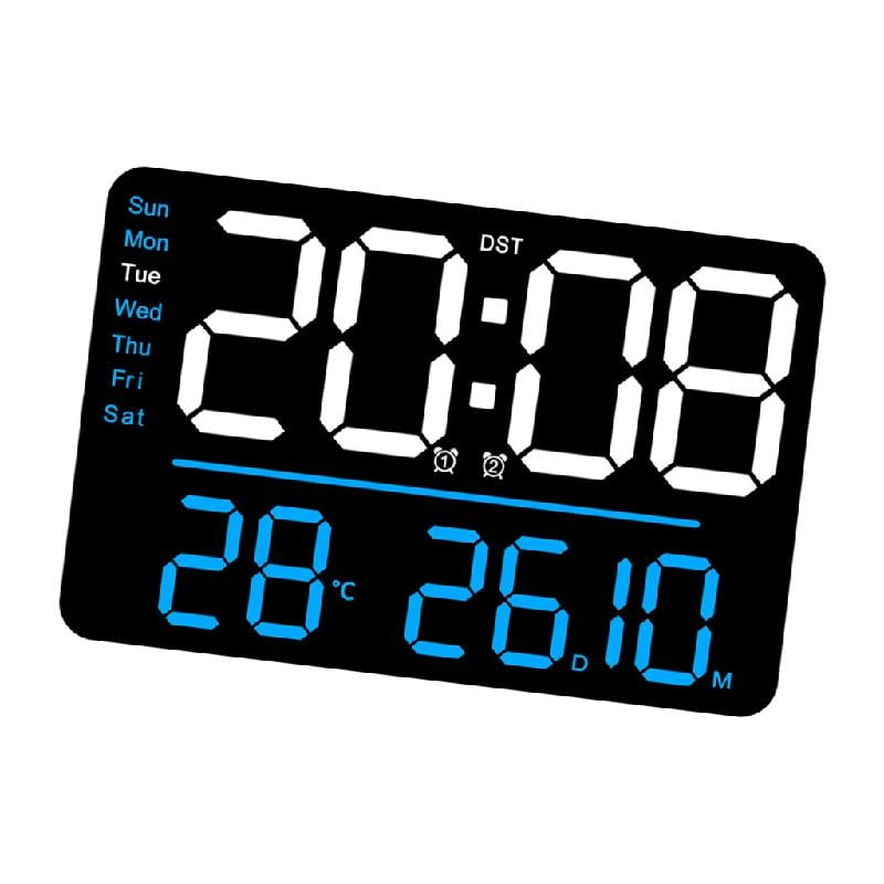 AOOOWER Wall Clock Large Digital Clocks with Date/Week/Temperature ...