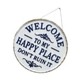 AOOOWER Wall Decors Welcome Sign For Front Door Iron Welcome To Happy ...