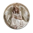 AOOOWER Wooden Round Door Sign with Angel Reading Book Design Wall ...