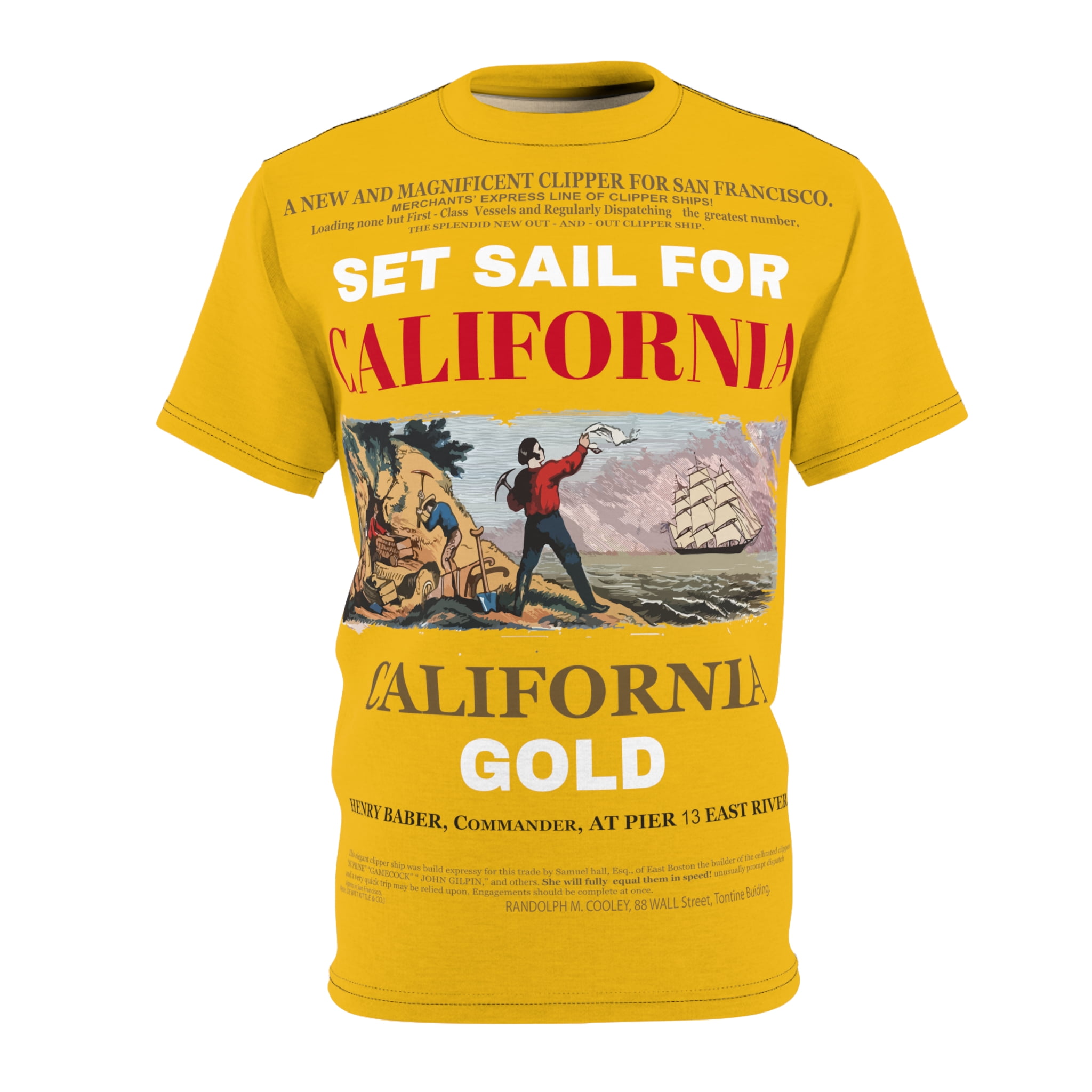 AOP - Gold Shirt - Set Sail for CALIFORNIA - California Gold - Walmart.com
