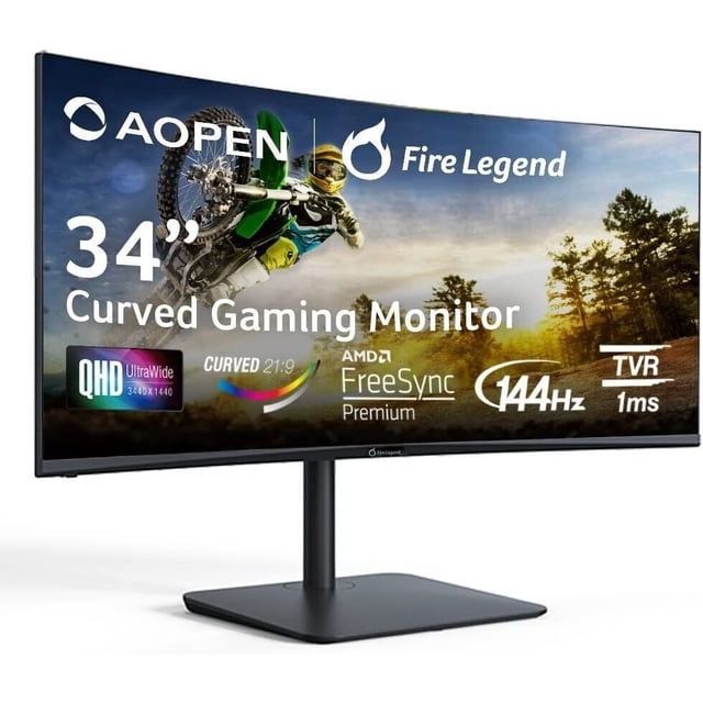 AOPEN 34" UWQHD (3440 x 1440) Curved Zero-Frame Gaming Monitor, Up to ...