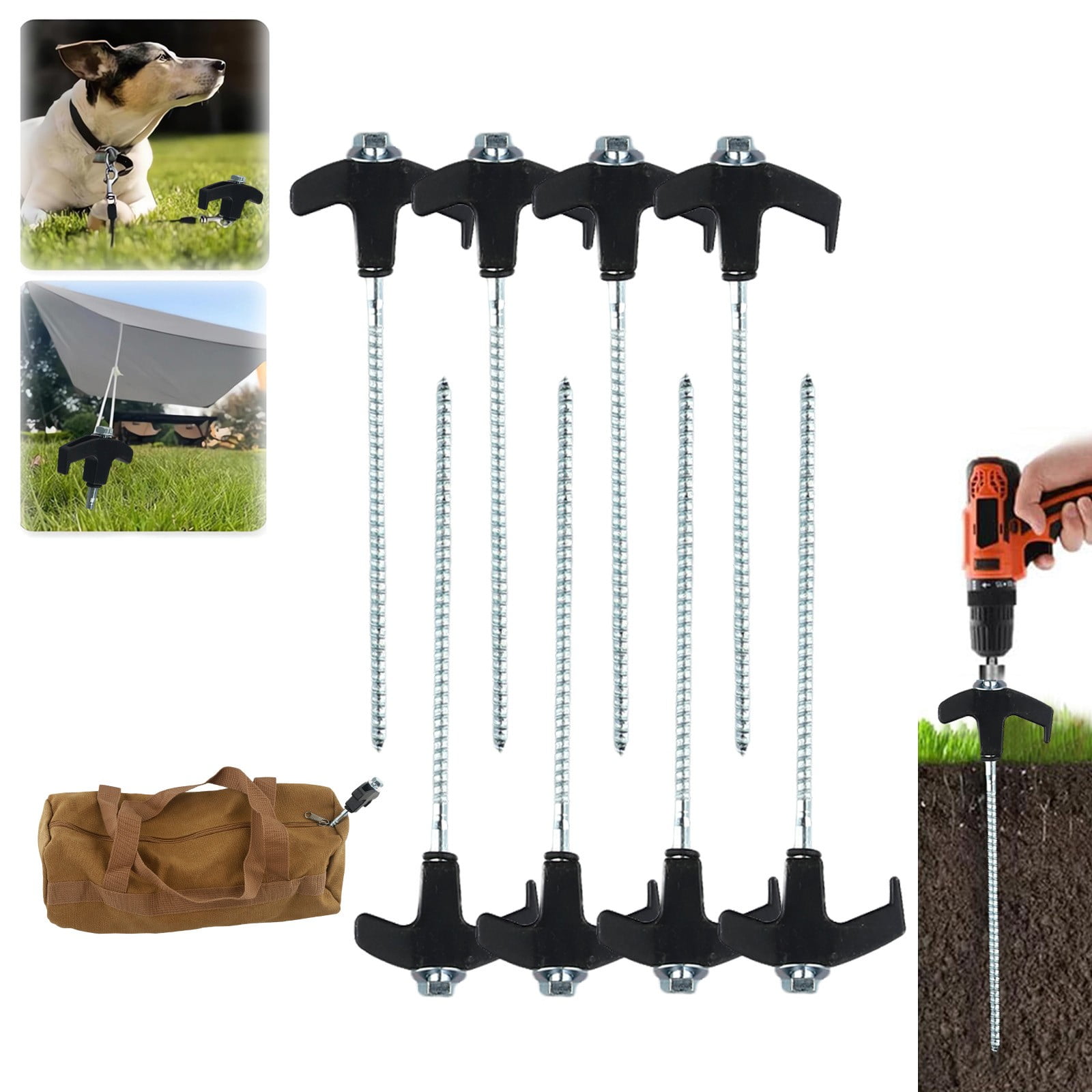 AOQIANLAN Anchors Screw Tent Stake Anchoring Camping Heavy-Duty Screw ...