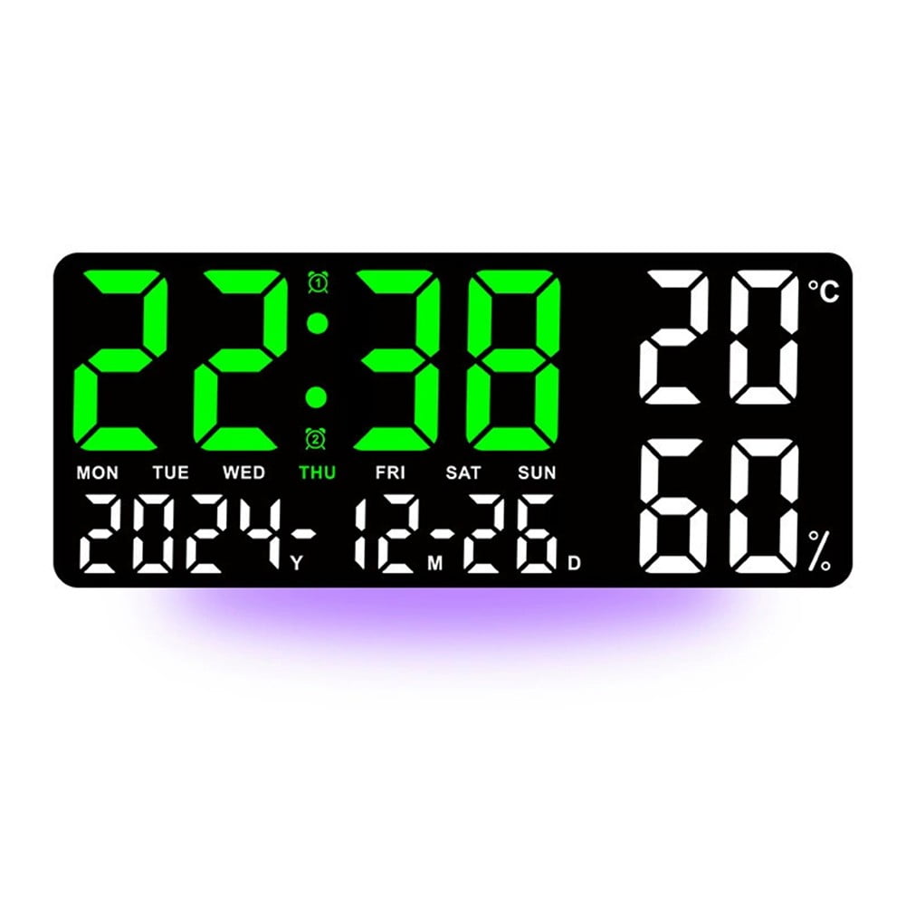 AOQIANLAN Large LED Digital Wall Clock Temperature Date Week Display ...