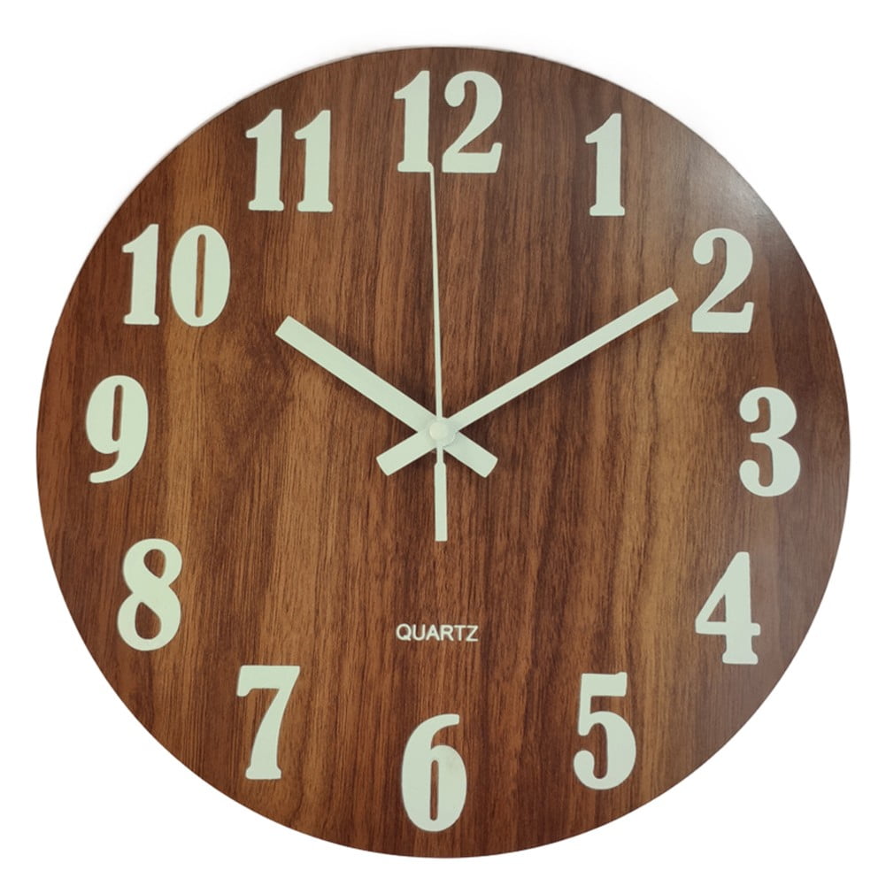 AOQIANLAN Luminous Wooden Wall Clock Wooden Silent Clock Luminous ...