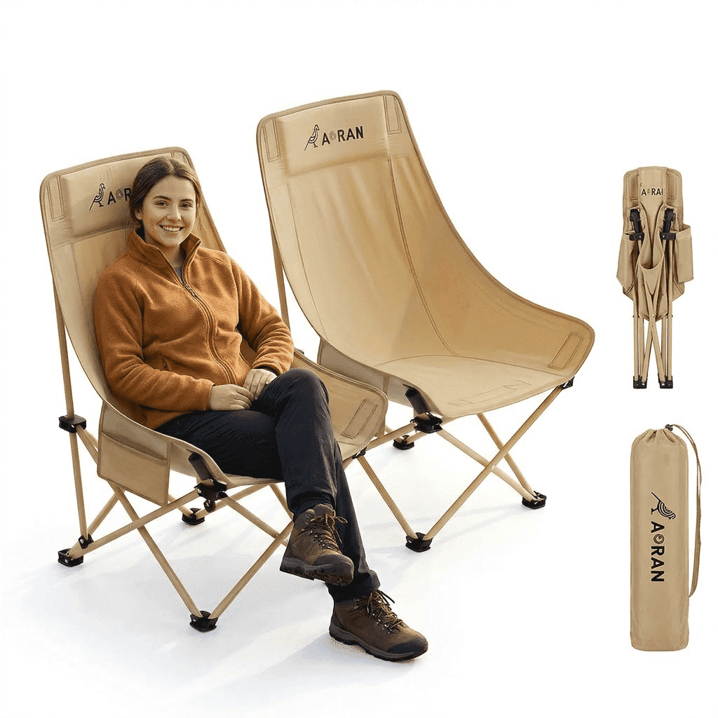 AORAN 2-Pack Foldable Moon Chairs, portable camping chairs with ...
