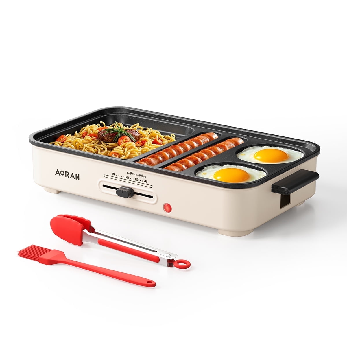 AORAN Breakfast Maker Electric Skillet 1300W, Egg Omelet & Sausage Grill - Non-Stick Cookware ...