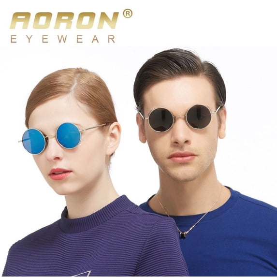 AORON Polarized Sunglasses for Men Women Round Lens Sun Glasses Metal ...