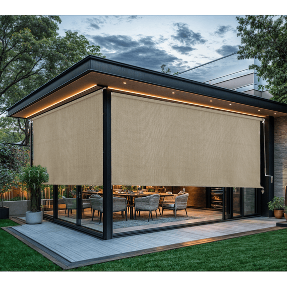AOSKY UV Block Outdoor Roller Shade - Waterproof Retractable Sun Screen ...
