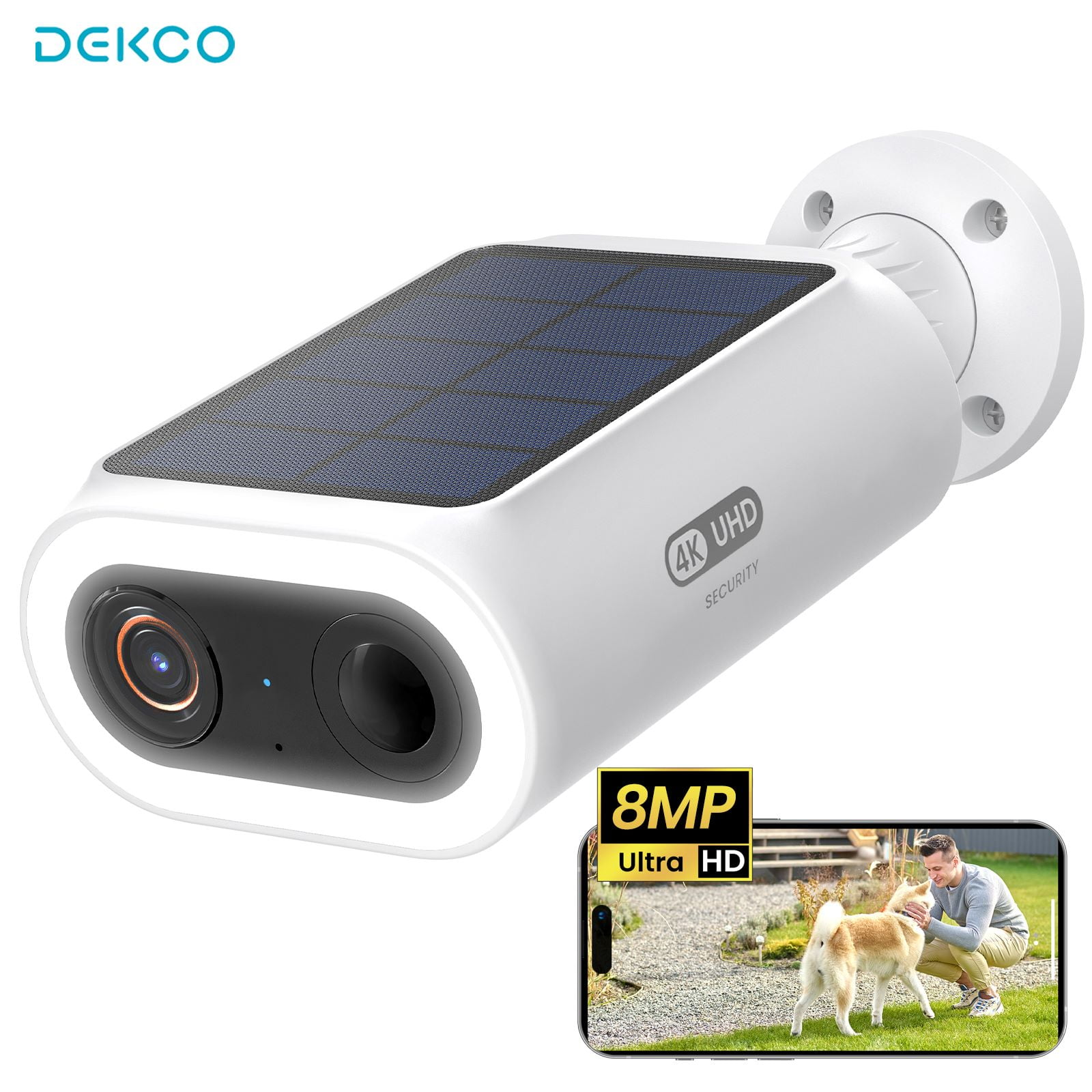 DEKCO 4K Solar Security Camera Wireless Outdoor for Home Security with ...