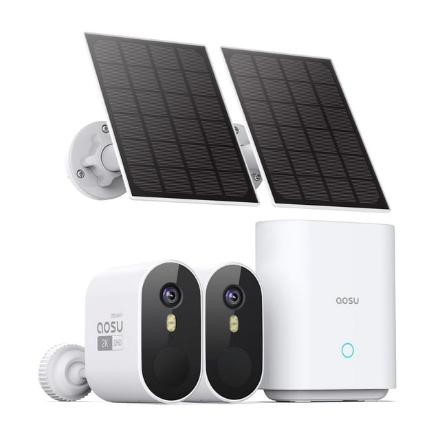 AOSU Solar Wireless Outdoor Security Cameras, 2K/3MP Home Security ...