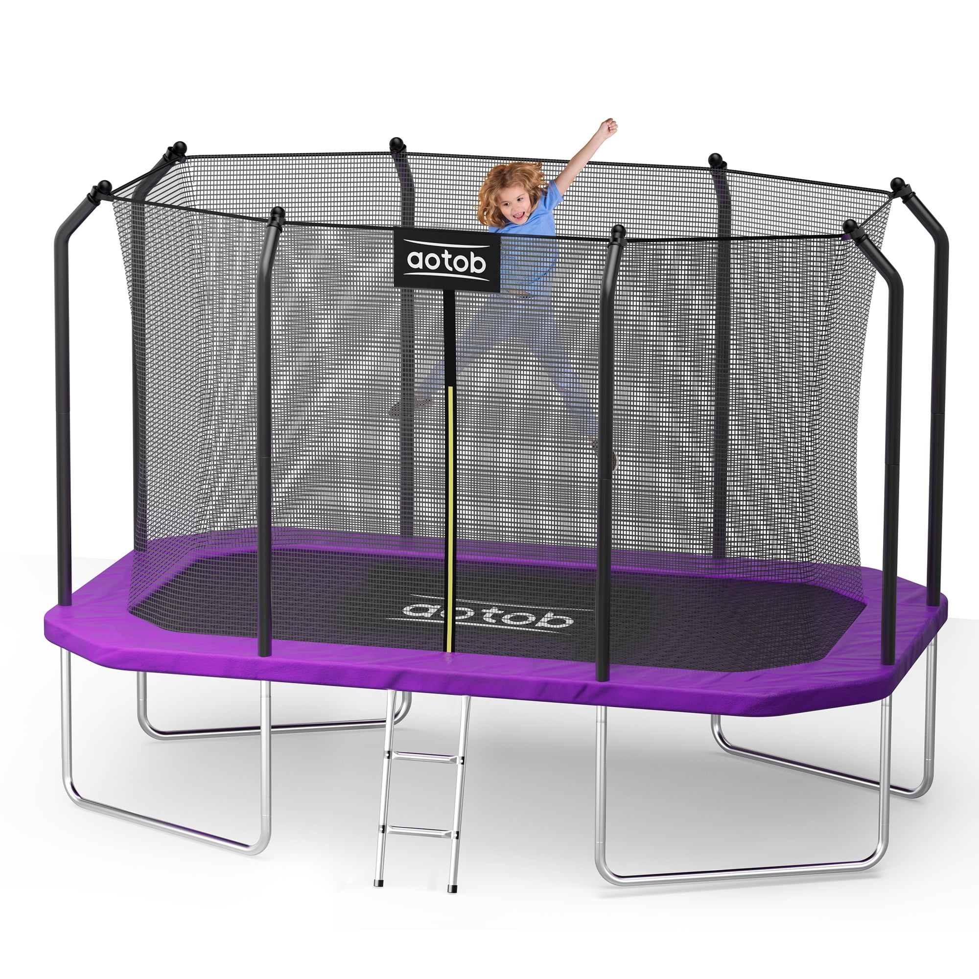 AOTOB 12 FT Rectangle Trampoline - Perfect Outdoor Trampoline for Kids - Gymnastics Style ...