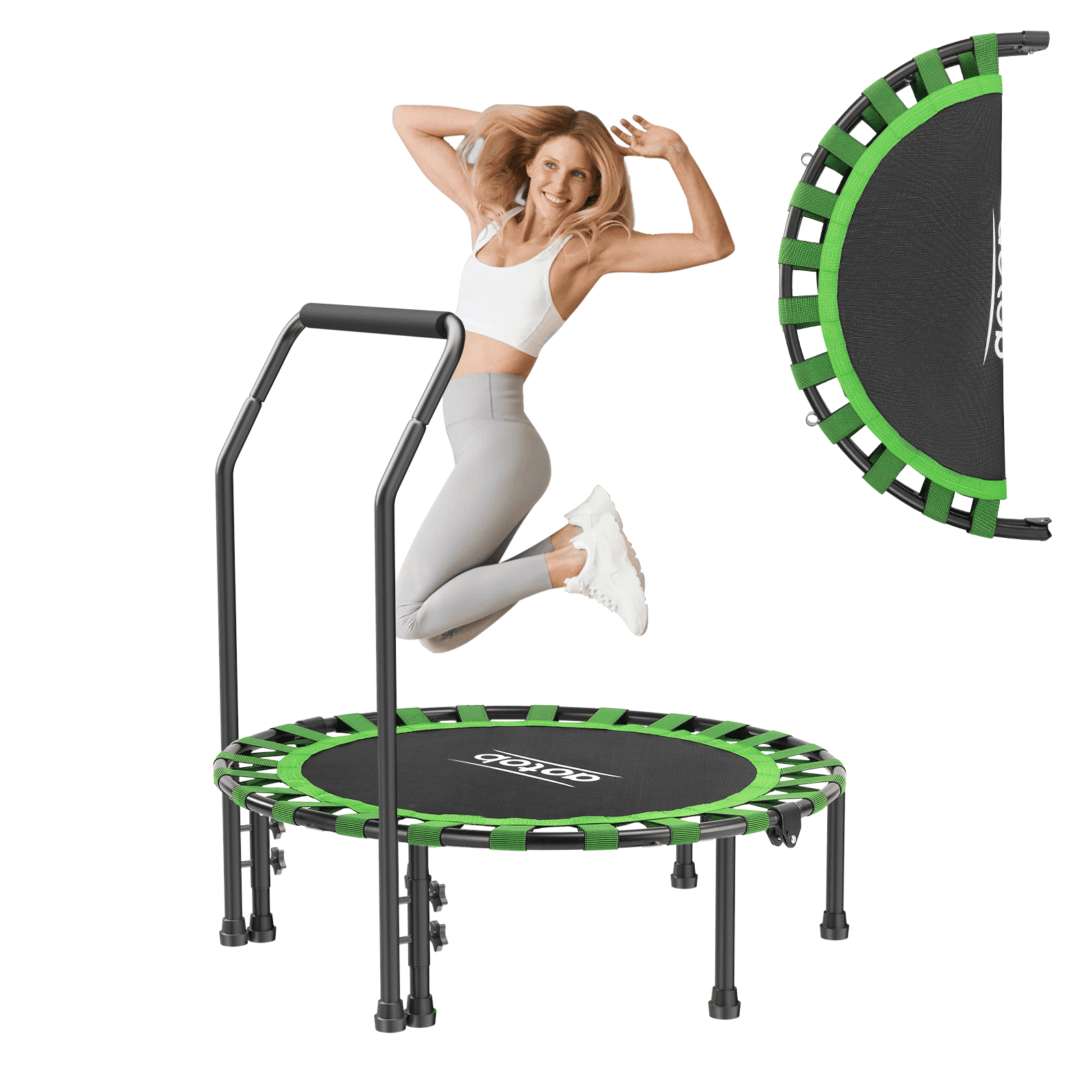 AOTOB 40” Fitness Trampoline for Adults, Foldable Mini Rebounder with ...