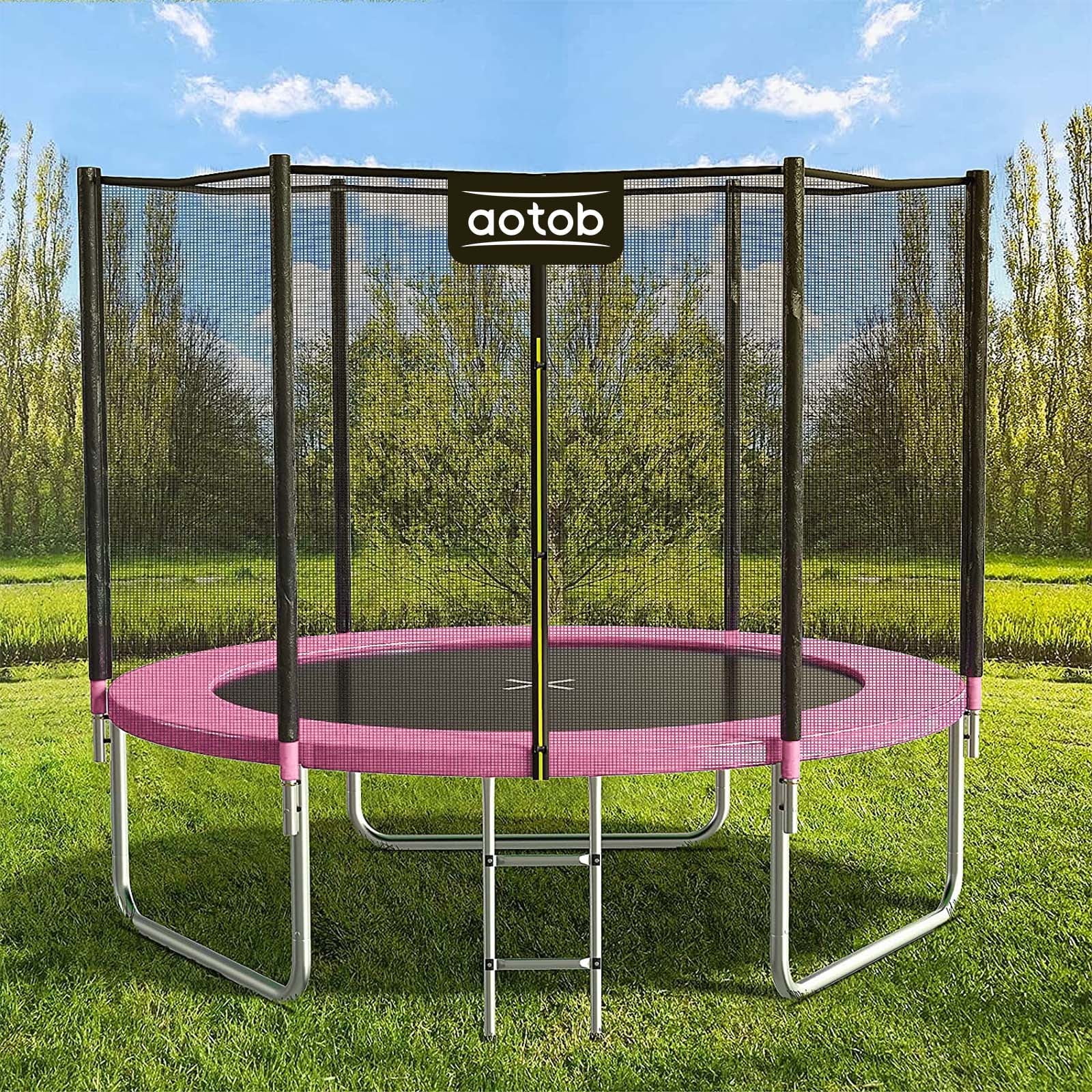 AOTOB 8FT Trampoline for Kids/Adults, Backyard 600 LBS Trampoline with ...
