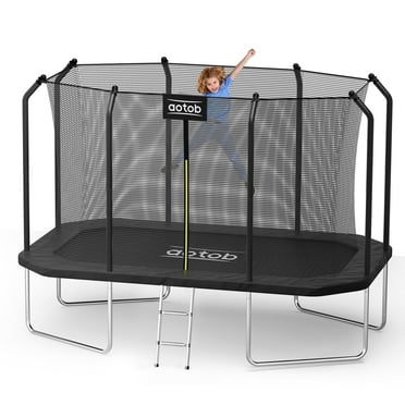 Jumpking Rectangle 10 x 14' Trampoline, with Enclosure, Blue/Yellow ...