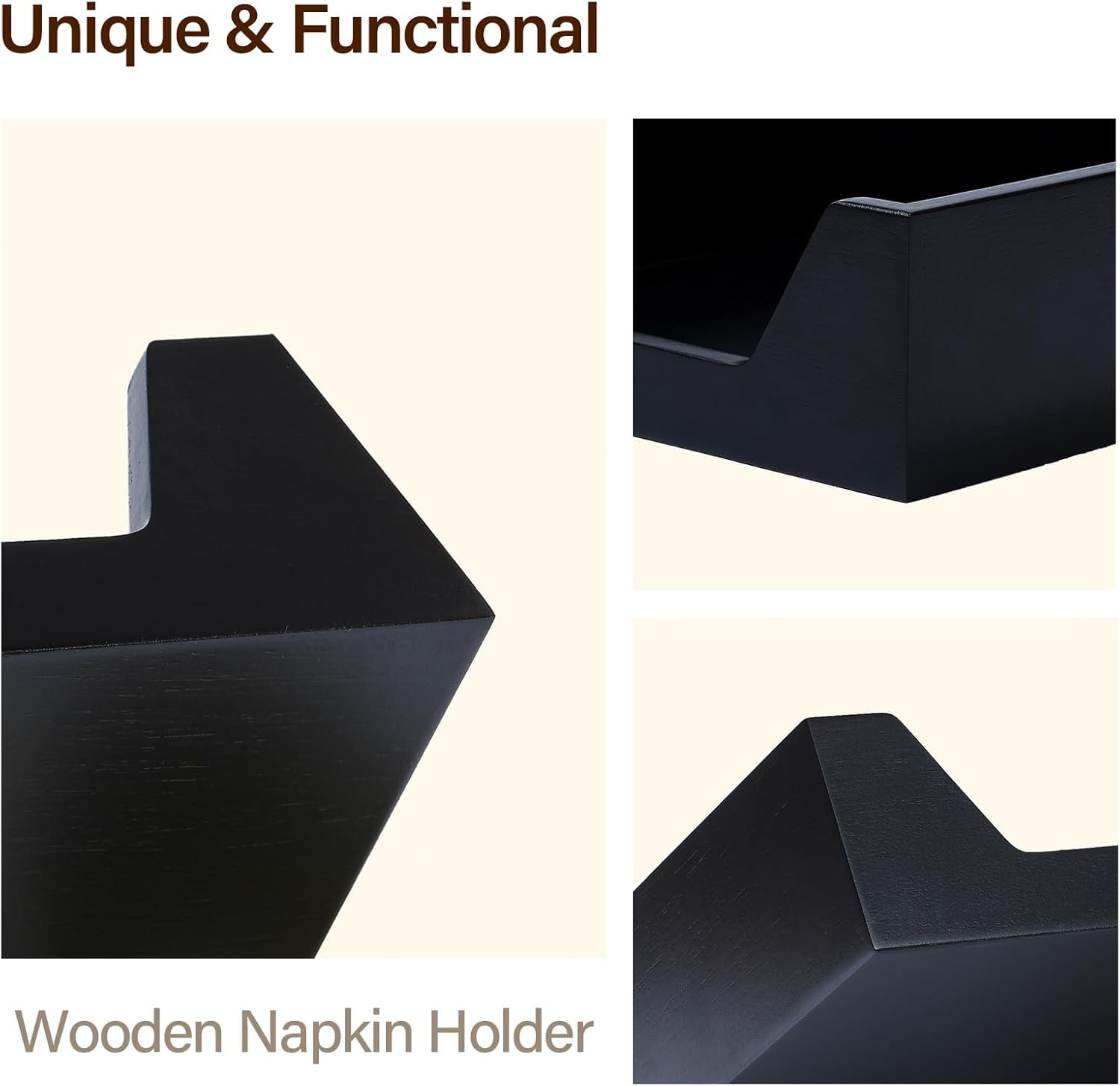 AOUHML-Napkin Holder for Table, 7.36" x 7.36" x 2.16" Wooden Napkin ...