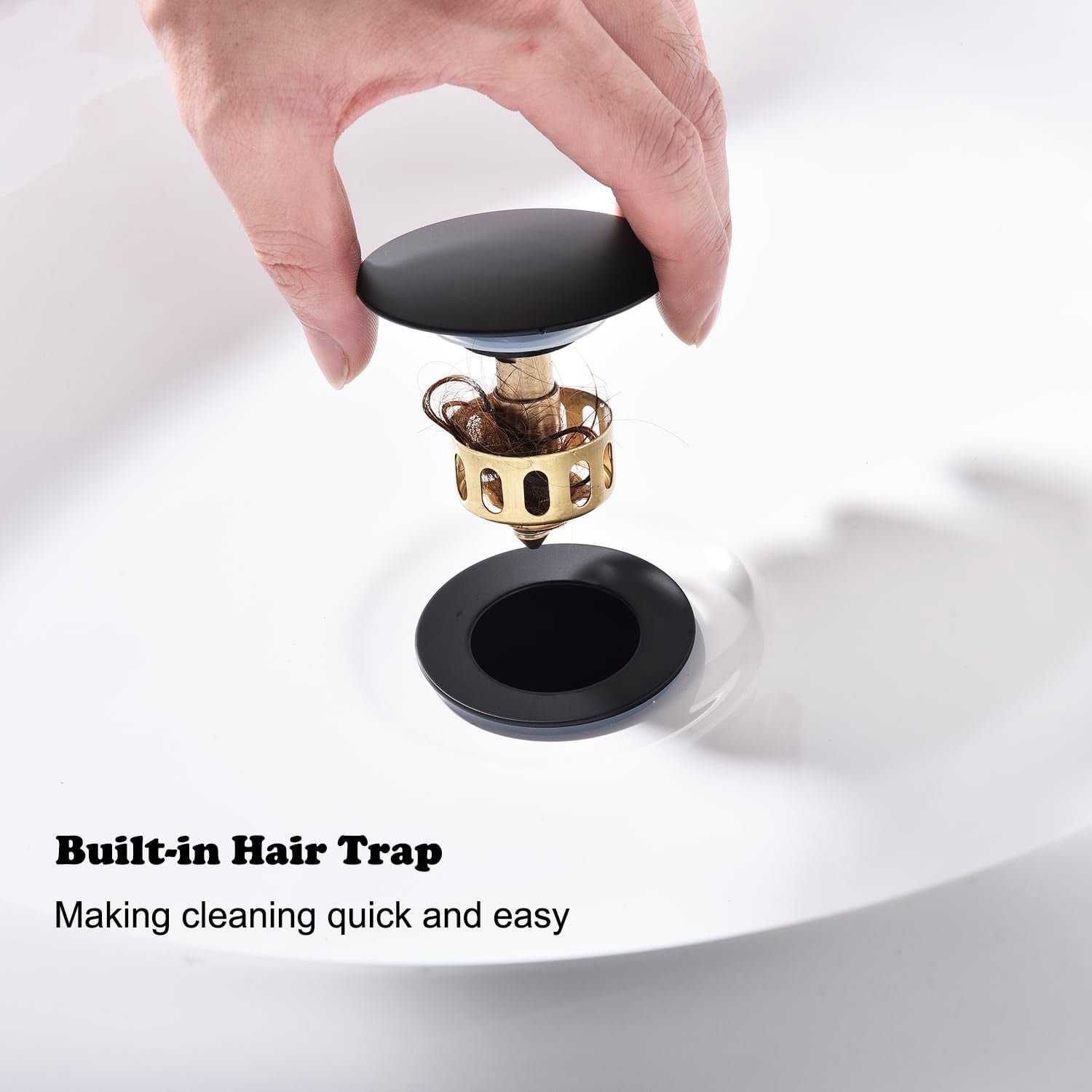 AOUHML-Sleek Matte Black Bathroom Sink Drain with Overflow - Premium ...